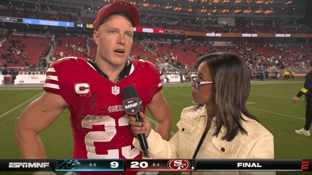 Christian McCaffrey Gives 'All Glory To God' After Monday Win